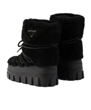 Prada Logo Plaque Chunky Ankle Boots