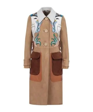Miu Miu Suede Belted Single-breasted Coat - Brown