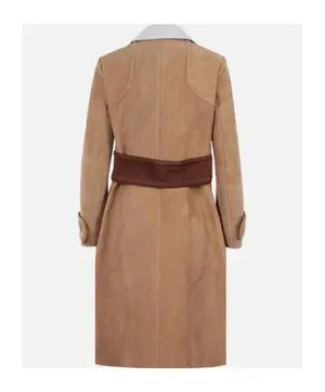 Miu Miu Suede Belted Single-breasted Coat