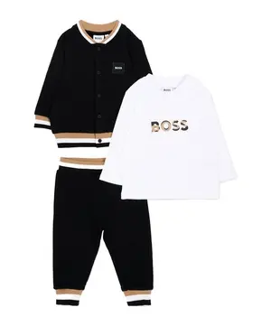 Hugo Boss Logo-patch Striped-trim Tracksuit - Black