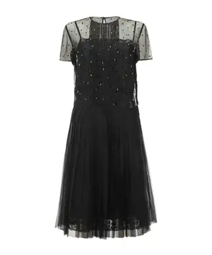Prada Crystal-embellished Pleated Dress - Black