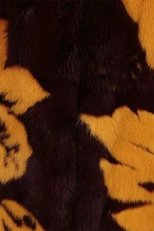 Prada Floral Print Fur Round Collar Coat