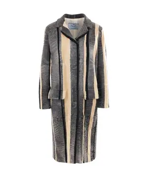 Prada Striped Fur Coat