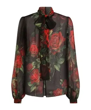 Dolce & Gabbana Rose Print Chiffon Blouse