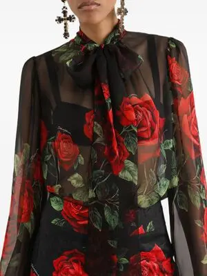 Dolce & Gabbana Rose Print Chiffon Blouse