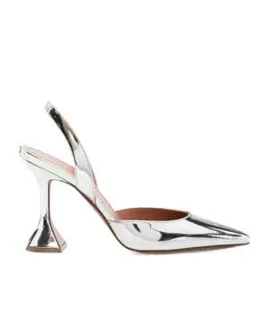 Amina Muaddi Pointed-toe High-heeled Slingback Sandals - Silver