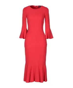 Dolce & Gabbana Slim Fit Midi Dress With Three-quarter Sleeves