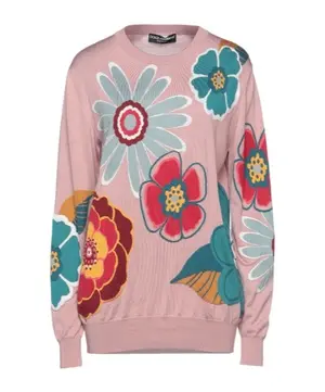 Dolce & Gabbana Floral Print Knit Long Sleeve Top