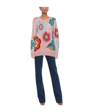 Dolce & Gabbana Floral Print Knit Long Sleeve Top