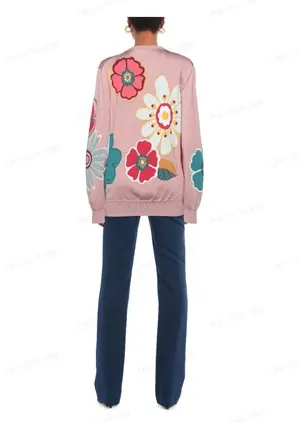 Dolce & Gabbana Floral Print Knit Long Sleeve Top