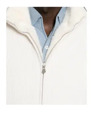 BARBA NAPOLI Ribbed-knit Faux-fur-trim Jacket