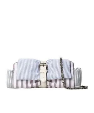 VIVIENNE WESTWOOD Striped Woven Handbag With Bow Detail