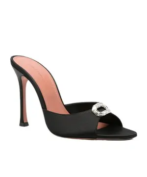Amina Muaddi Round Toe High Heeled Sandals - Black