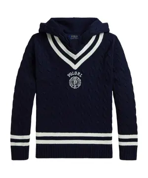 Polo Ralph Lauren Cableknit V-neck Hooded Sweater
