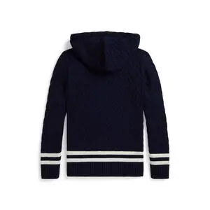 Polo Ralph Lauren Cableknit V-neck Hooded Sweater