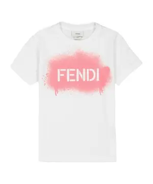 Fendi Crewneck Short Sleeve T-shirt With Spray Paint Heart Print