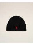AMI Paris Beanie With Red De Coeur - Multicolor