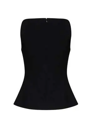 SELF-PORTRAIT Black Wool Crêpe Top