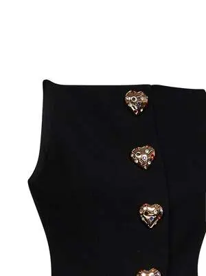 SELF-PORTRAIT Black Wool Crêpe Top