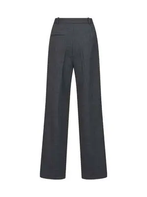 SELF-PORTRAIT Grey Stretch Wool-blend Tailored Trousers