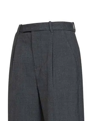 SELF-PORTRAIT Grey Stretch Wool-blend Tailored Trousers
