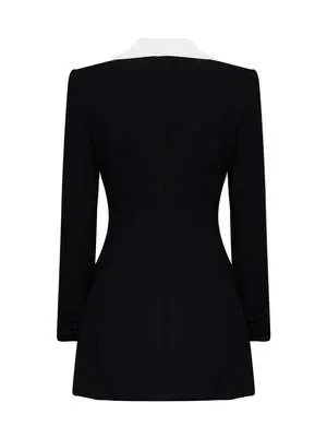 SELF-PORTRAIT Black Wool Tailored Blazer-style Mini Dress