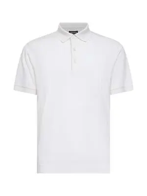 Zegna White Cotton And Silk Pique Polo Shirt - Multicolor
