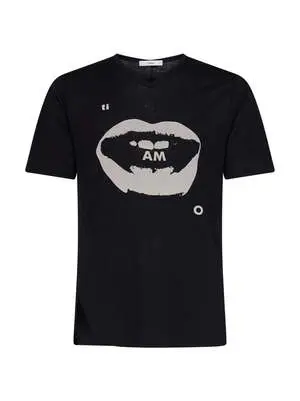 Fendi Black Cotton Jersey T-shirt With Ti Amo Print - Multicolor