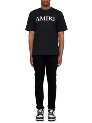Amiri Black T-shirt With Logo Lettering Print In Cotton - Multicolor