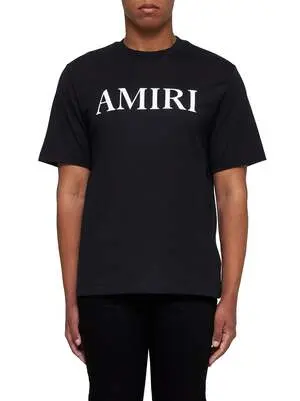 Amiri Black T-shirt With Logo Lettering Print In Cotton - Multicolor