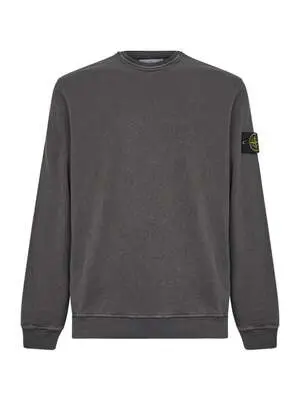 Stone Island Charcoal Grey Slub-effect Malfilé Cotton Sweatshirt - Multicolor