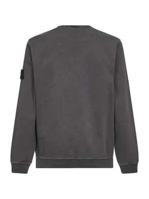 Stone Island Charcoal Grey Slub-effect Malfilé Cotton Sweatshirt - Multicolor