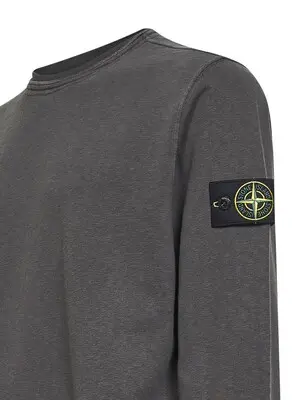 Stone Island Charcoal Grey Slub-effect Malfilé Cotton Sweatshirt - Multicolor