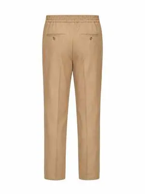 AMI Paris Beige Wool Serge Trousers With Elasticated Waistband