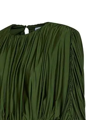 SELF-PORTRAIT Olive Jersey Gathered Cropped Top