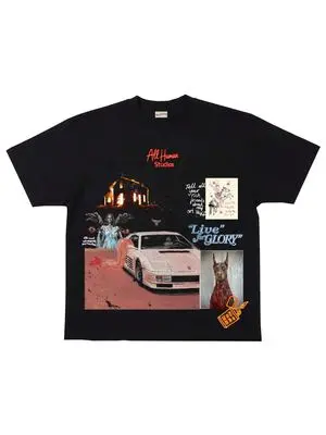ALL HUMAN White Ferrari T-shirt - Black