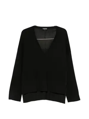 TOM FORD Black Wool Blend V-neck Sweater