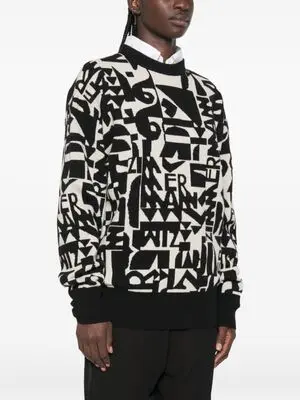 Zimmermann Valaint Intarsia Knit Logo Motif Crew Neck Wool Sweater
