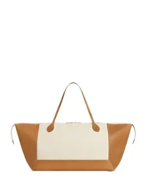 Celine Cabas Frame Leather And Canvas Tote - Multicolor