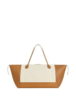 Celine Cabas Frame Leather And Canvas Tote