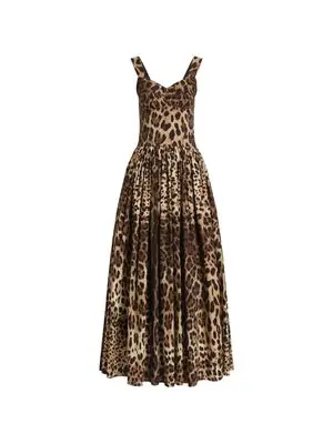 Dolce & Gabbana Leo Print Cotton Midi Dress