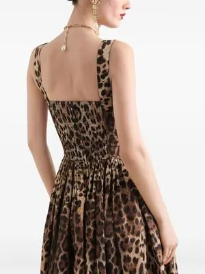 Dolce & Gabbana Leo Print Cotton Midi Dress