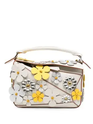 Loewe Small Puzzle Daisy Leather Handbag - Multicolor