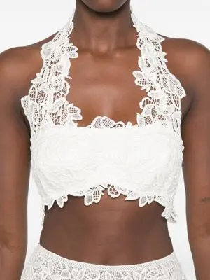 ERMANO SCERVINO Ermanno Scervino Embroidered Linen Halterneck Top