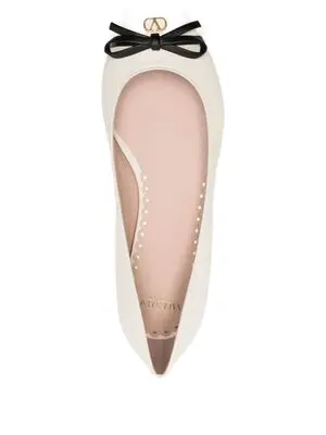 Valentino Garavani Leather Ballet Flats With Bow Detailing