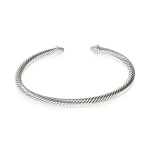David Yurman Sterling Silver Amethyst And Diamond Cable Classic Bracelet