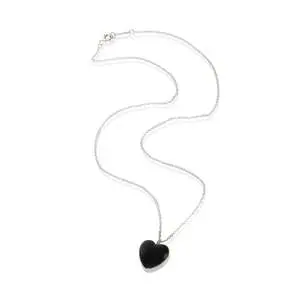 Tiffany & Co. Sterling Silver Onyx Heart Pendant