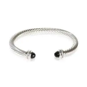 David Yurman Sterling Silver Onyx And Diamond Cable Classic Bracelet - Sterling_silver