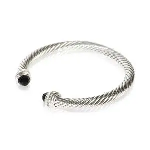 David Yurman Sterling Silver Onyx And Diamond Cable Classic Bracelet