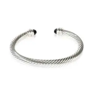 David Yurman Sterling Silver Onyx And Diamond Cable Classic Bracelet